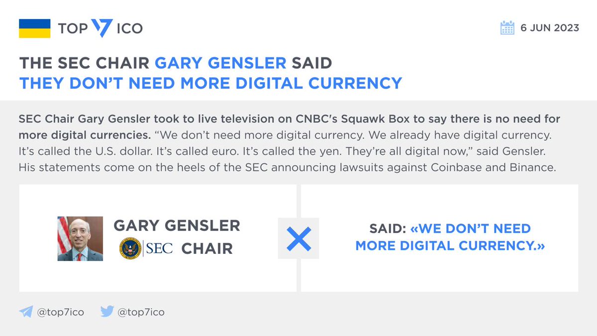 TOP 7 ICO | #StandWithUkraine🇺🇦 on Twitter: "The SEC chair Gary Gensler said they don’t need ...