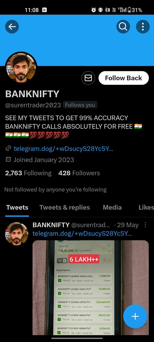 PythonTrader('Saddy' Bhai) on Twitter: "Thanks for following me @StraddleOption 😂😂😂😂😂 ...