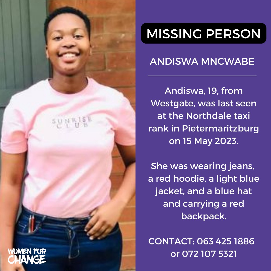 Sbusiso on Twitter: "RT @womenforchange5: Andiswa Mncwabe, 19, was last seen at the Northdale ...