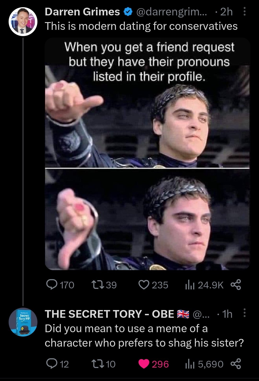 Gladiator Thumbs Down Meme