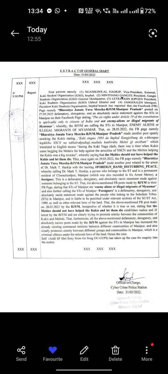 SiamPhaipi on Twitter: "Extract of General Diary of Cyber Crime Police Station Imphal,l Manipur ...