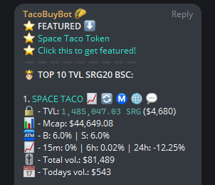 TacoWaterfall on Twitter: "RT @SpaceTaco_OG: You can also check http://t.me/TacoToplist to spot ...