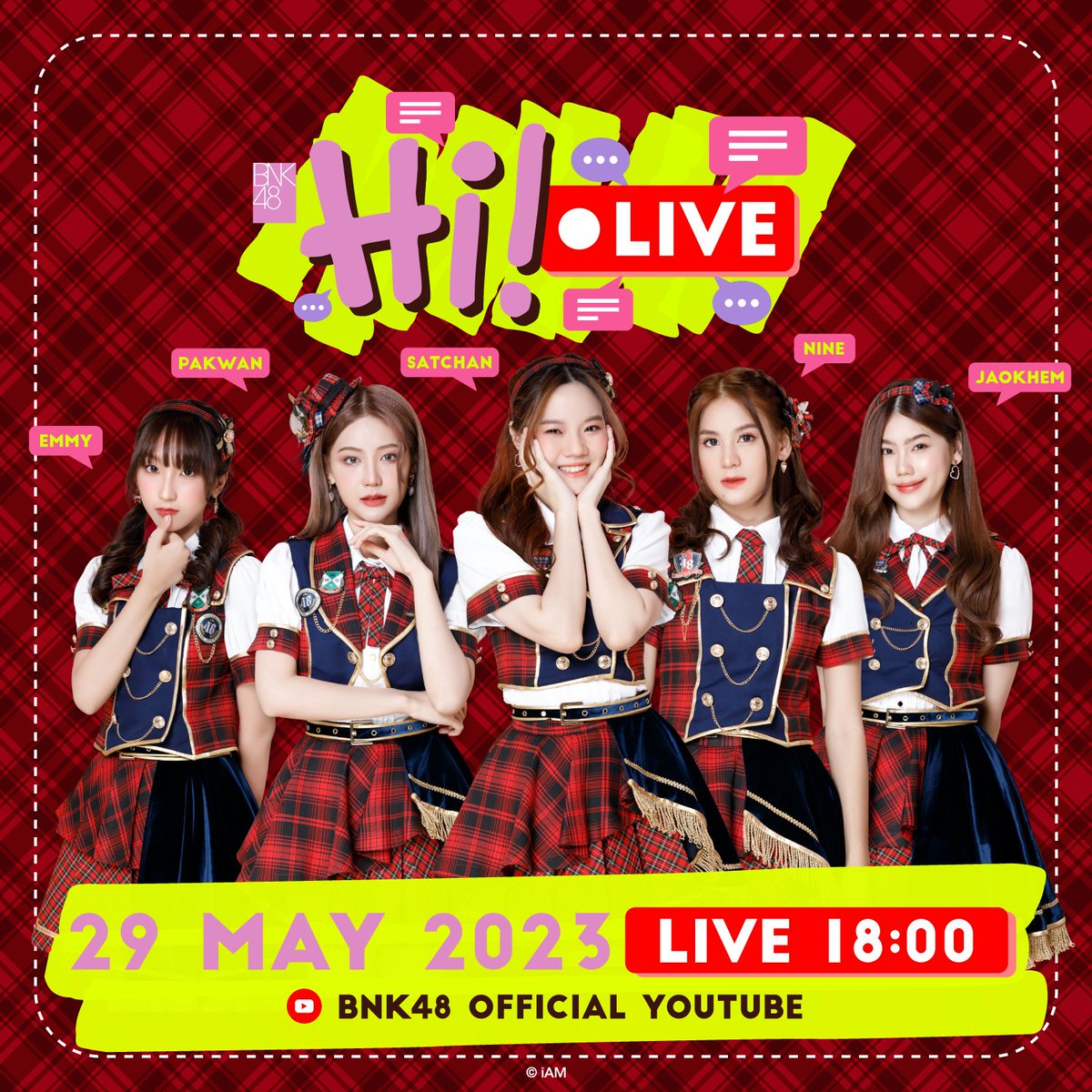 BNK48 on Twitter: "[ 🔴 #BNK48HiLIVE 👋🏻💬 ] Countdown to #BNK486thDebutAnniversary 6️⃣🎊 29 พฤษภาคม ...