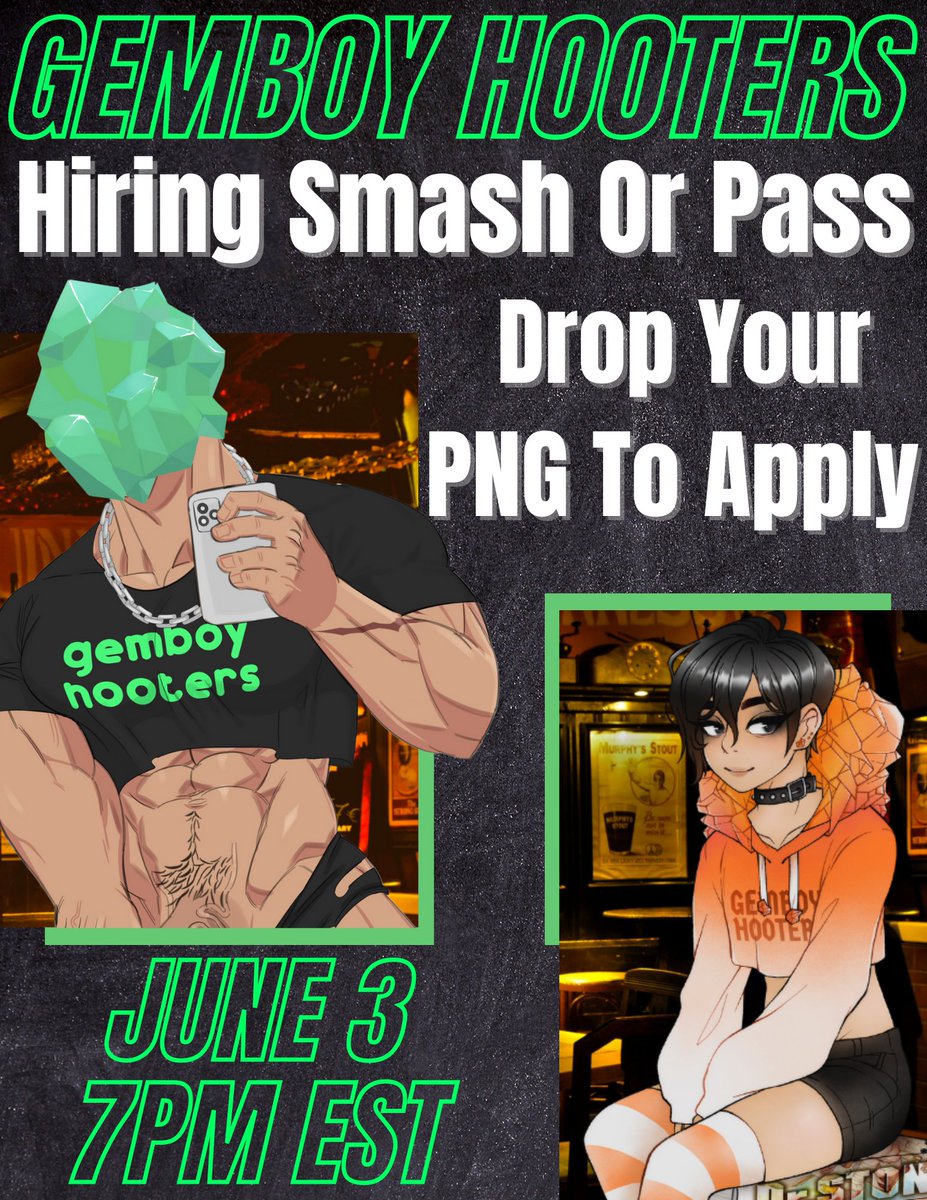 David_Demantoid💚💎| Himbo Gem on Twitter: "GEMBOY HOOTERS SMASH OR PASS HIRING STREAM!! 💎💚 You ...