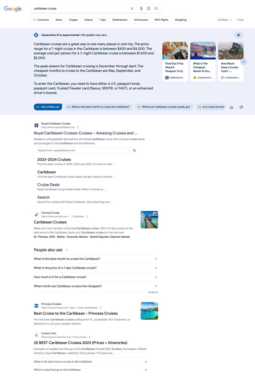 A few thoughts on my initial Google SGE experience: * For broader informational queries like ...