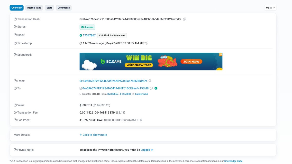 Box | 826.eth ⛩️ 🦇🔊 on Twitter: "真正的辛运儿…… 这位大哥160个ETH冲进去。https://etherscan.io/tx ...