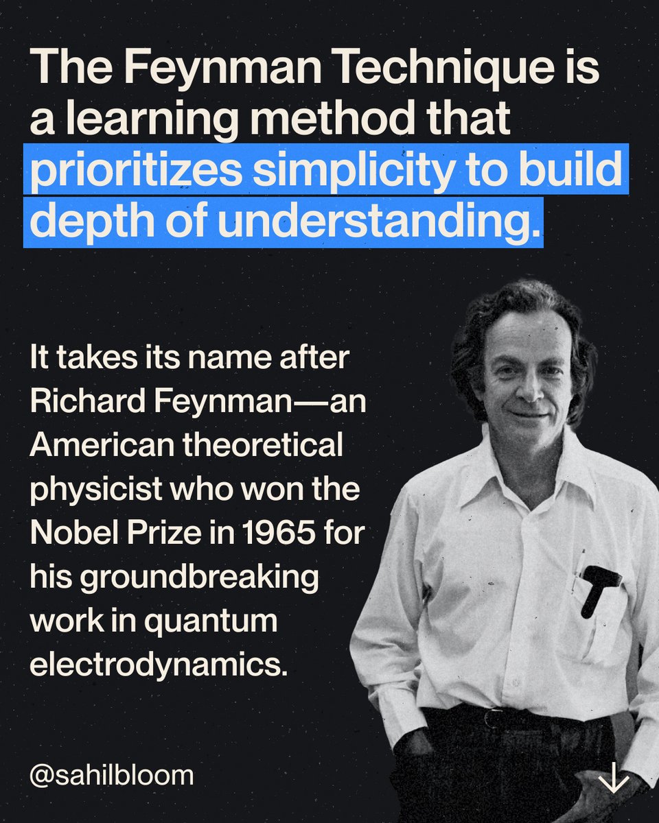 How to learn anything. The Feynman Technique: (a visual thread) - Thread from Sahil Bloom ...