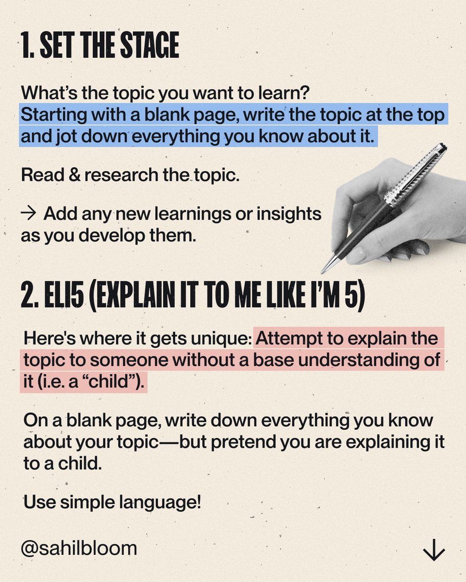 How to learn anything. The Feynman Technique: (a visual thread) - Thread from Sahil Bloom ...