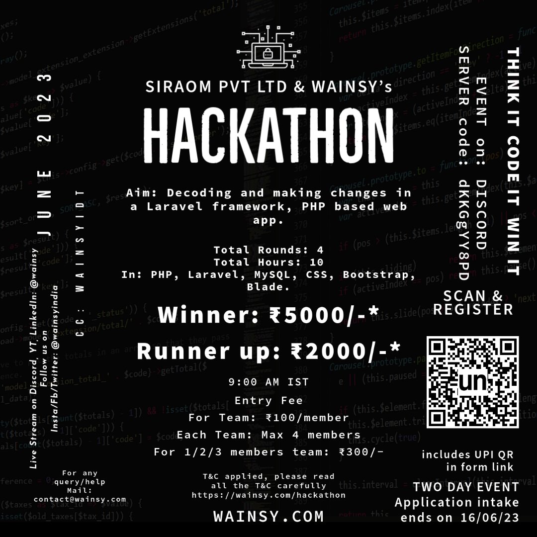 Wainsy on Twitter: "Wainsy's first every online hackathon is been schedule, register your self ...