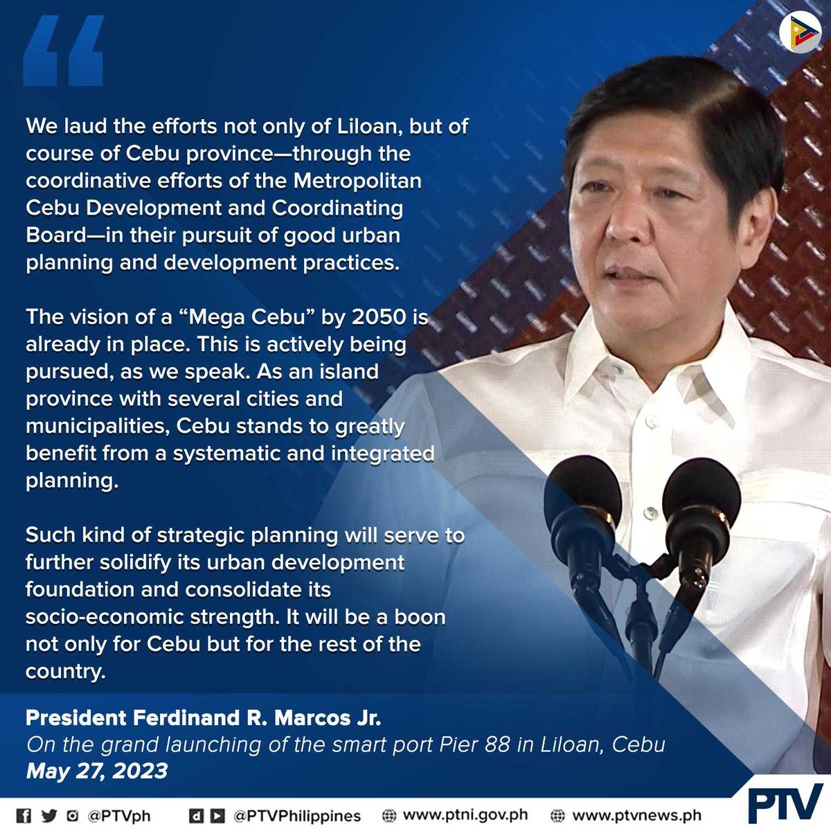 PTVph on Twitter: "Kinilala ni Pangulong Ferdinand R. Marcos Jr. ang lalawigan ng Cebu sa ...