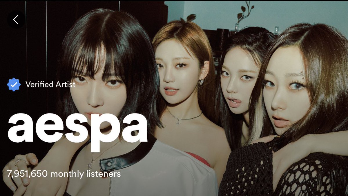 aespa on Spotify 🌶️ on Twitter: ".@aespa_official has reached a new peak of 7,951,650 (+36,943 ...