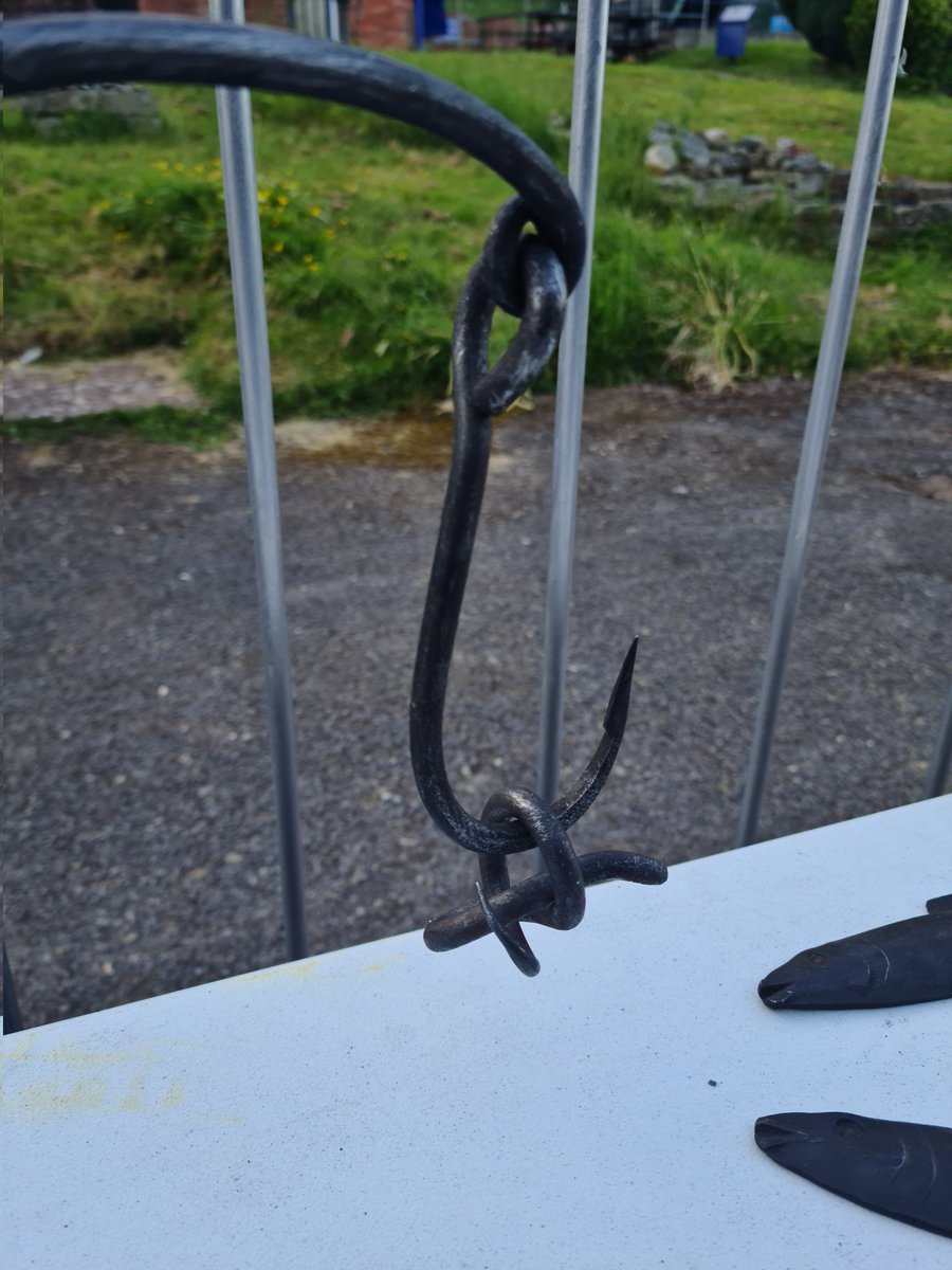 Femboy Blacksmithing on Twitter: "Made a fish hook at a forge event!!! Also a little worm as ...