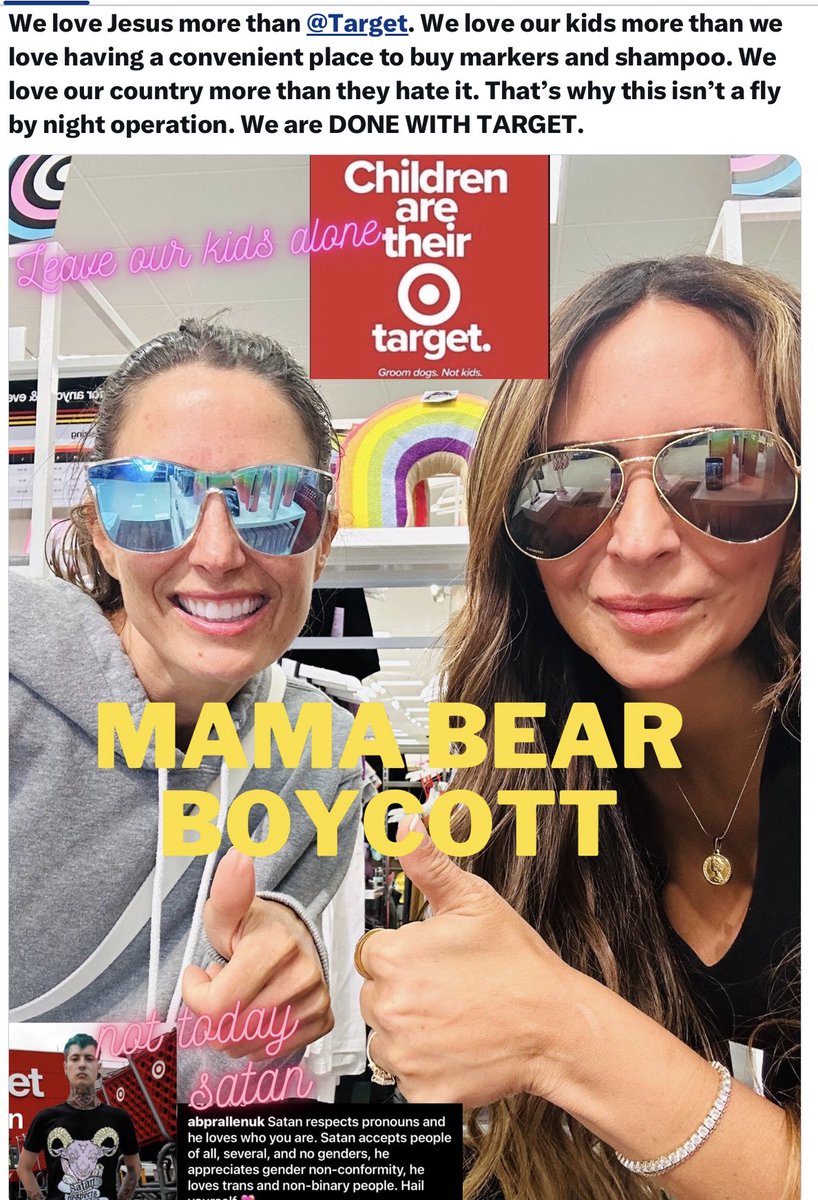 Scarlett Johnson on Twitter: "The violent threats @target received are from the "Satan Respects ...