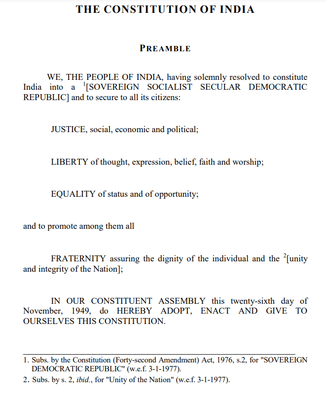 Preamble Of Indian Constitution Black And White