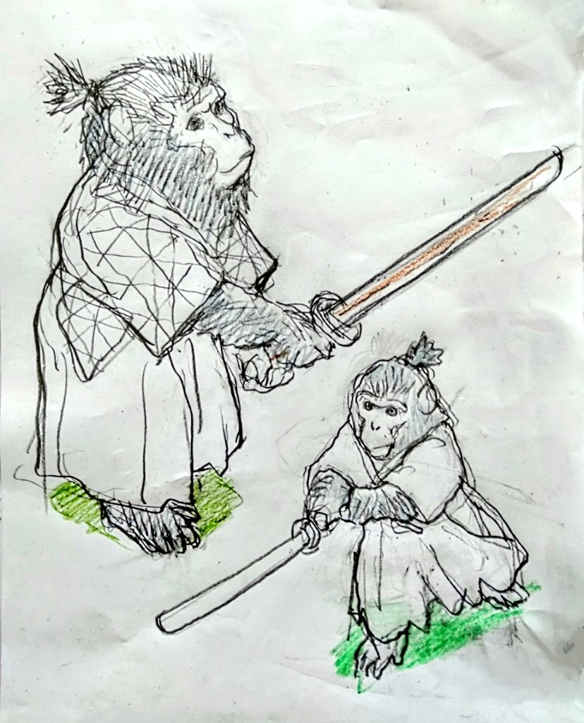 蒼龍 on Twitter: "RT @sim_kyrm: この絵も気に入っていて何度も出してる絵です。江戸時代の随筆「翁草」に出てくる話。柳生但馬守が猿を飼っていて、この猿が大変に剣術が ...