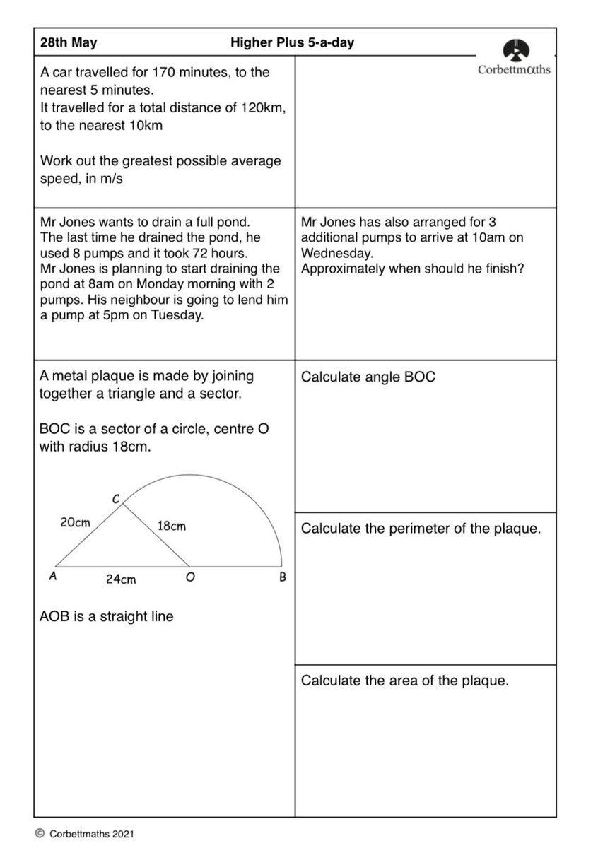 Corbettmaths on Twitter: "Studying for Higher GCSE Maths? Try today's Foundation Plus, Higher ...