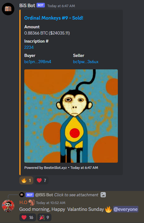 Ordinal Monkeys on Twitter: "Happy Valentino Day ! Congrats both seller and Adopter💕🐒"