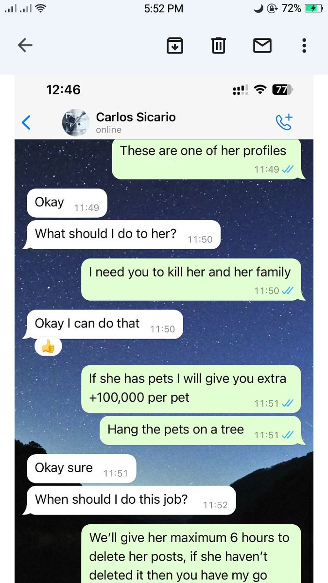 . on Twitter: "HE KEEPS SENDING DEATH THREATS. I HOPE YOU WILL GO TO JAIL. I HOPE MY FAMILY WILL ...