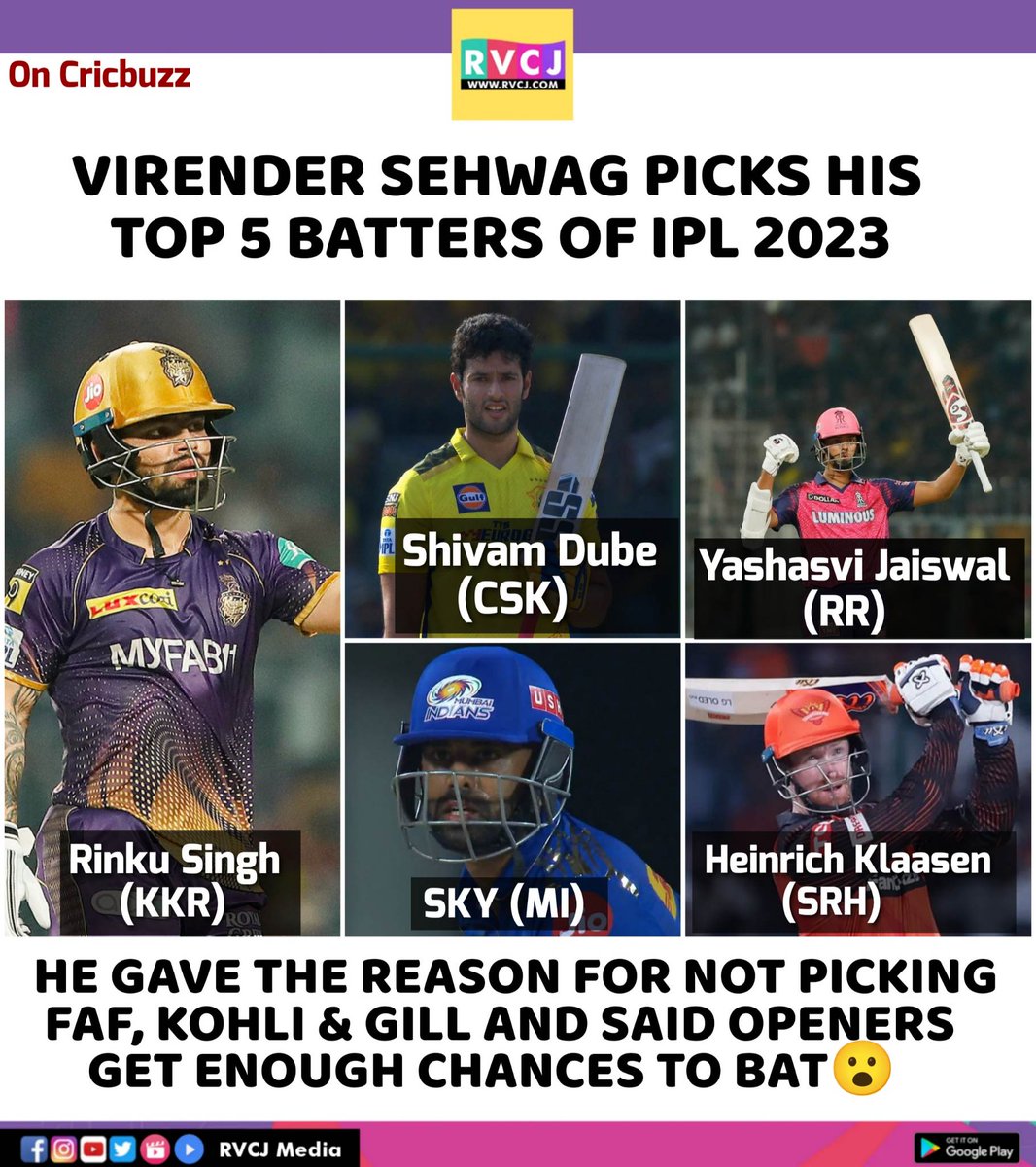 Rvcj Media On Twitter Virender Sehwag Picks His Top 5 Batters Of Ipl