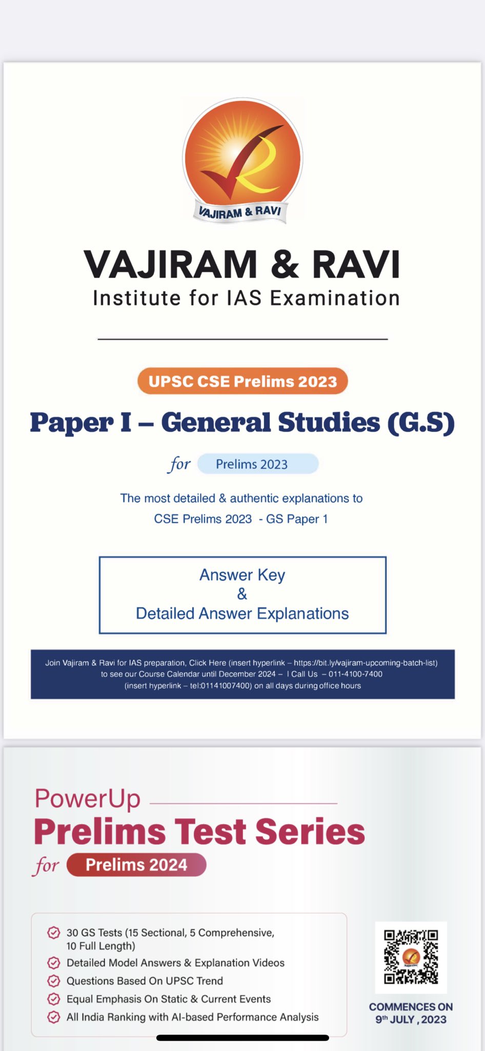 Vajiram & Ravi on Twitter: "Releasing the answer key for UPSC CSE Prelims 2023: Paper I ...
