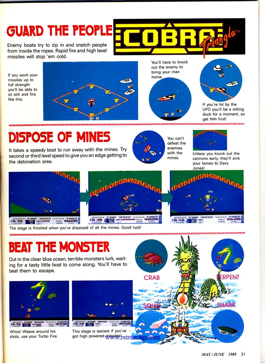 Old Game Mags on Twitter: "Nintendo Power #6, May 1989 - 'Cobra Triangle'."