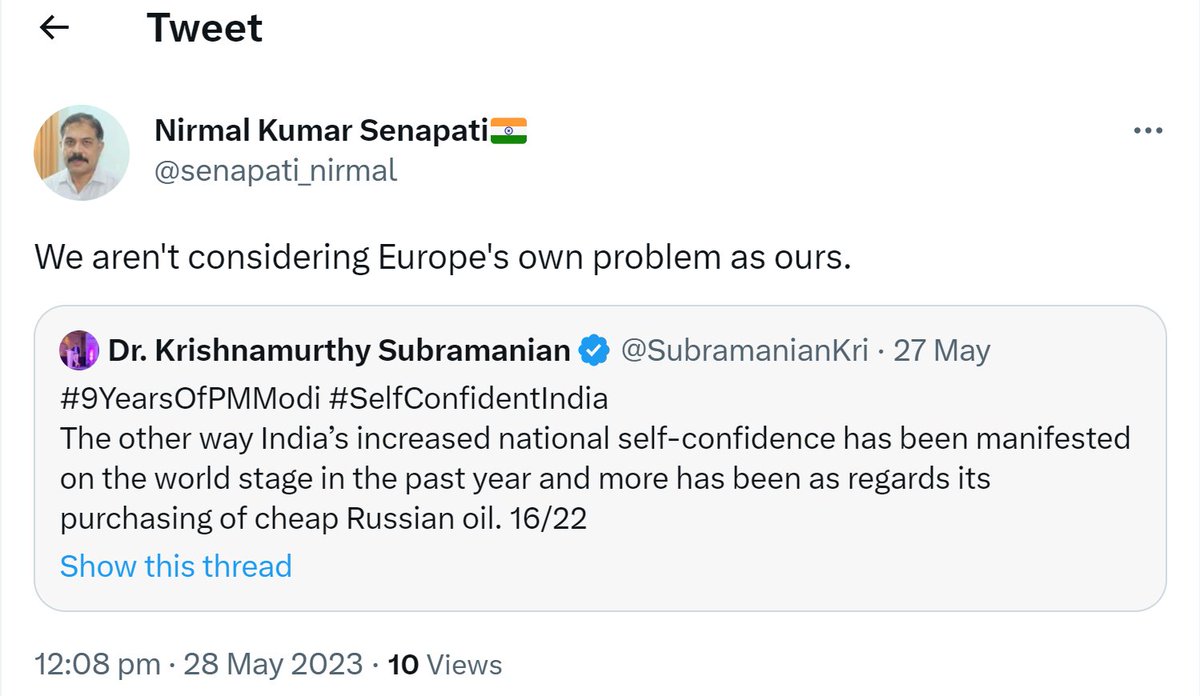 🧵Tongue-in-cheek humour👌 @senapati_nirmal took my🧵on evidence of ...