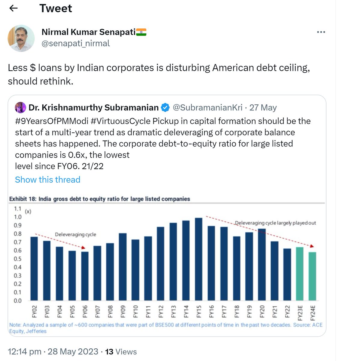 🧵Tongue-in-cheek humour👌 @senapati_nirmal took my🧵on evidence of ...