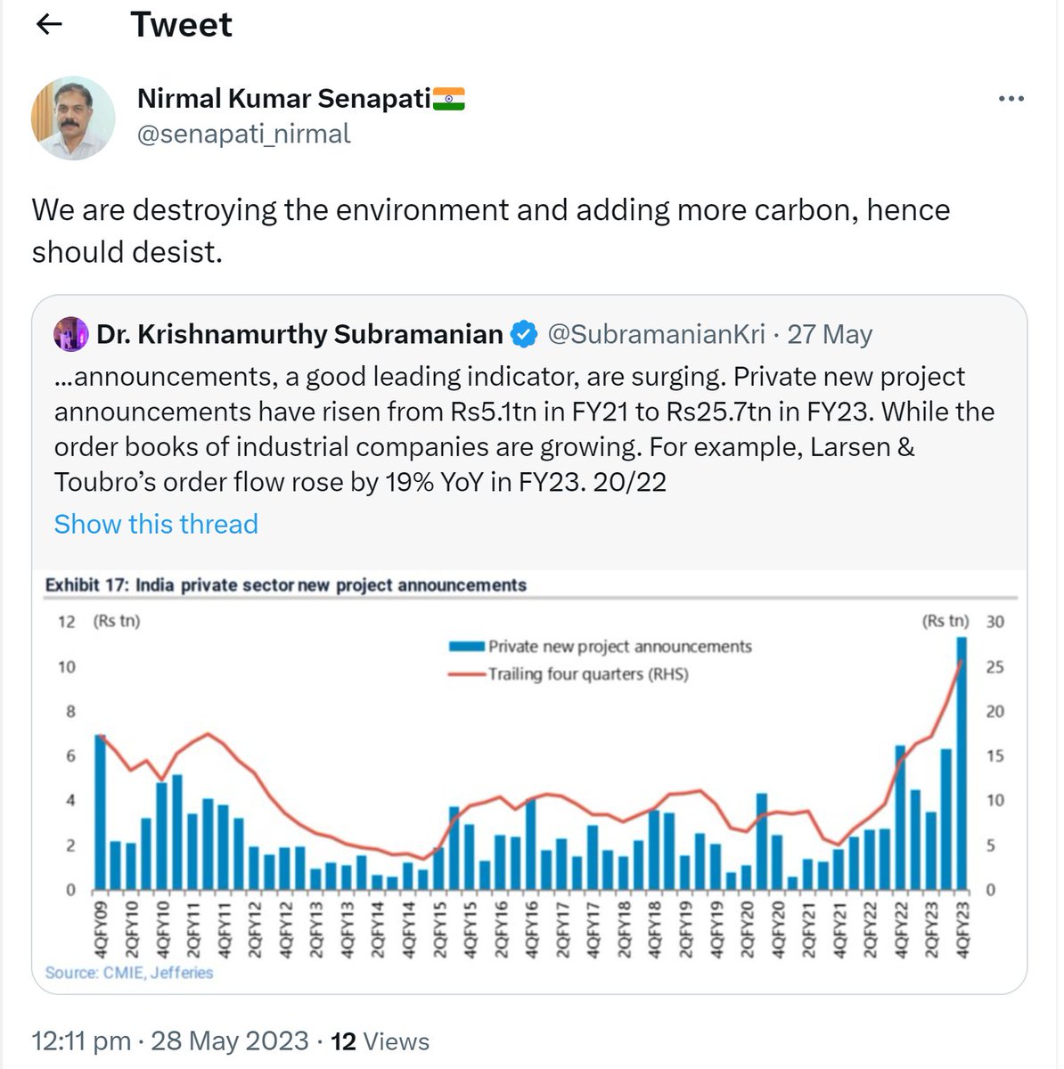 🧵Tongue-in-cheek humour👌 @senapati_nirmal took my🧵on evidence of ...