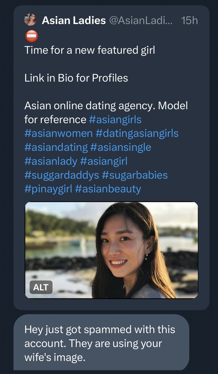 Winston Sterzel on Twitter: "Hey @AsianLadiess stop using a picture of my wife for your fake ass ...