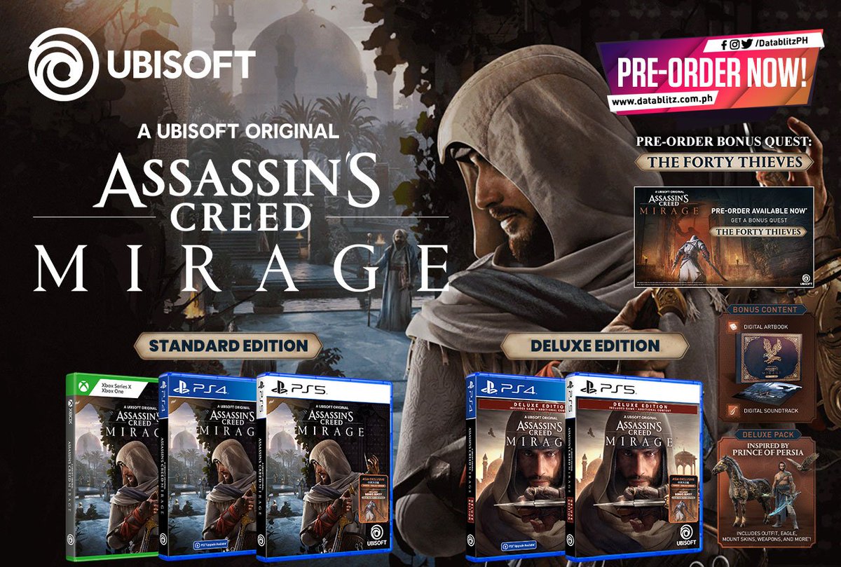 DataBlitz on Twitter: "THE ULTIMATE ASSASSIN. Pre-orders for Assassins Creed Mirage Standard ...