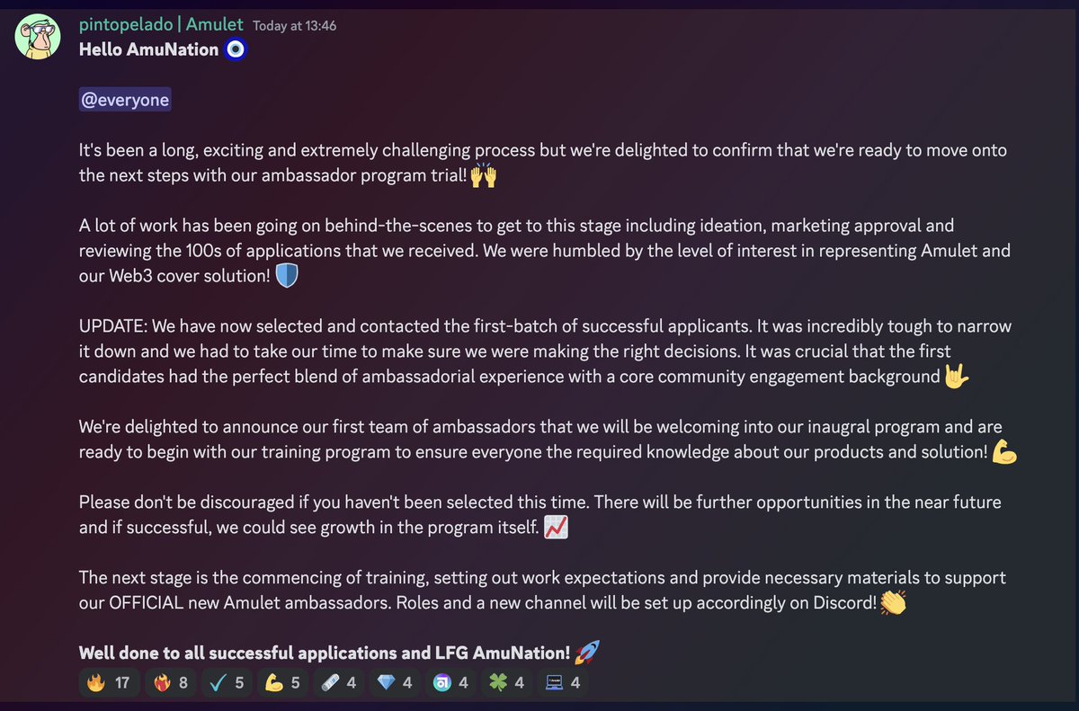 Amulet Protocol on Twitter: "Ambassador Program Update! 🧿 We're delighted to announce that we've ...