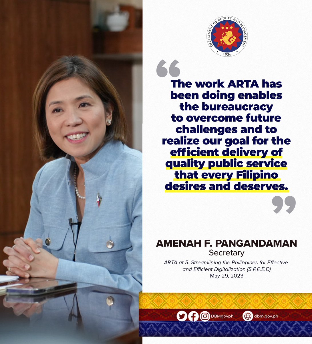 Dbm Philippines On Twitter Dbm Secretary Amenah F Pangandaman