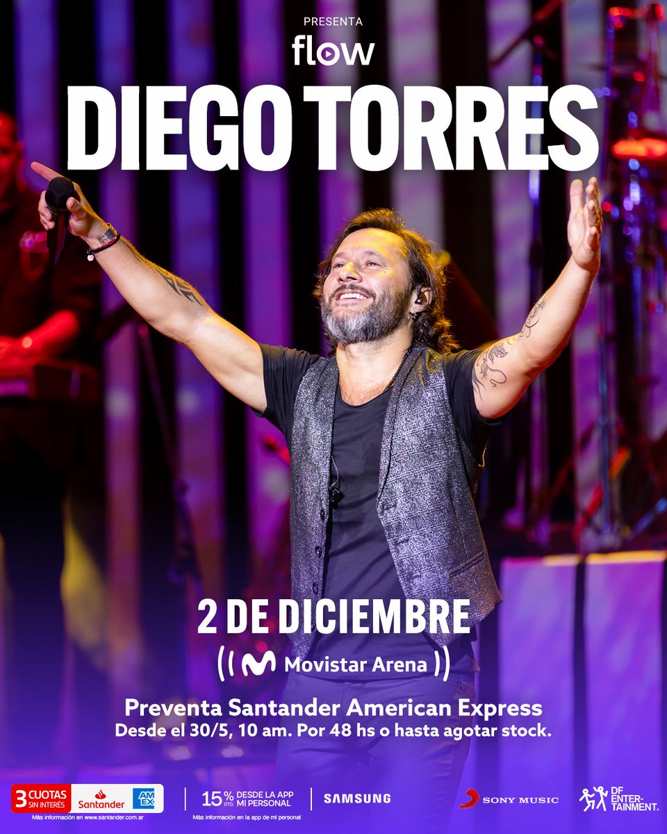 Recitales Argentina on Twitter: " Diego Torres en el Movistar 📆 2 de Diciembre 🏟️ ...