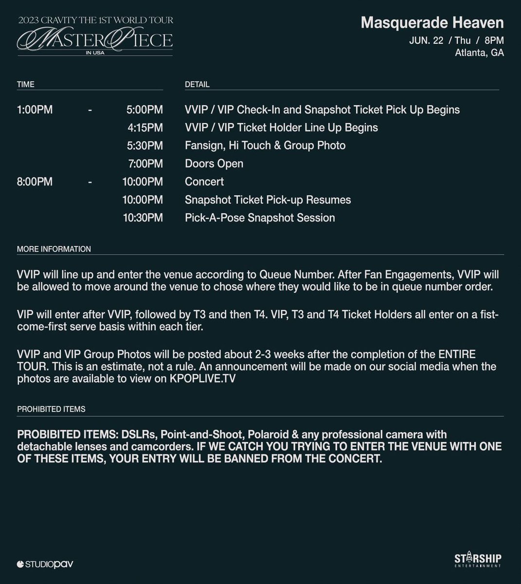 Studio PAV on Twitter: "#LUVITY, check our Concert Day Schedules for ♠️2023 CRAVITY THE FIRST ...