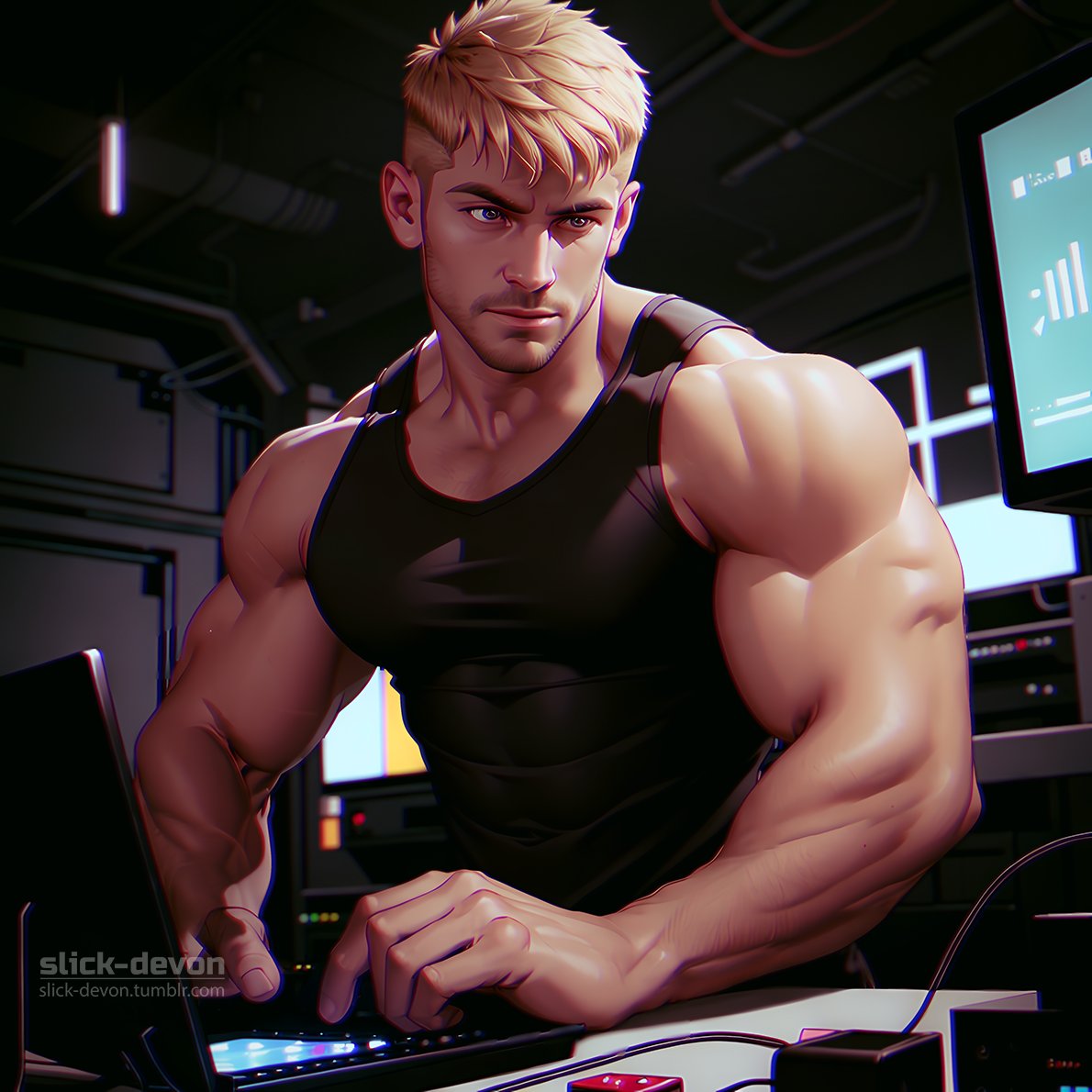 Slick-Devon on Twitter: "Hacking #muscle #hunk #aiillustration #aigenerated #stablediffusion"