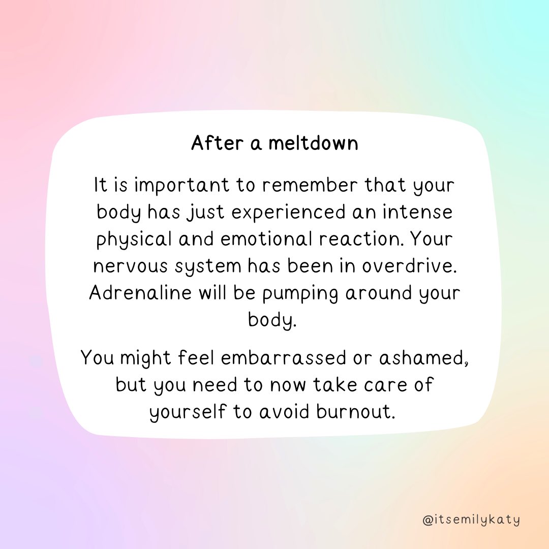 jay ༶ on Twitter: "RT @ItsEmilyKaty: You need to take care of yourself after a meltdown to avoid ...