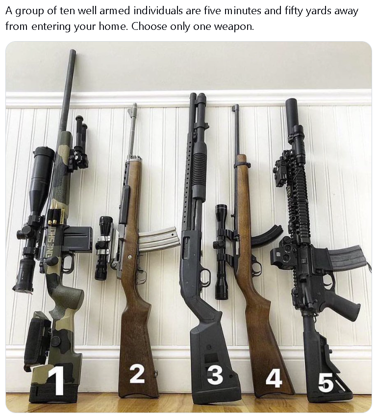 Tacticool Memes⚪ on Twitter: "5 is first choice, #3 needs rifle sights and flight control ...