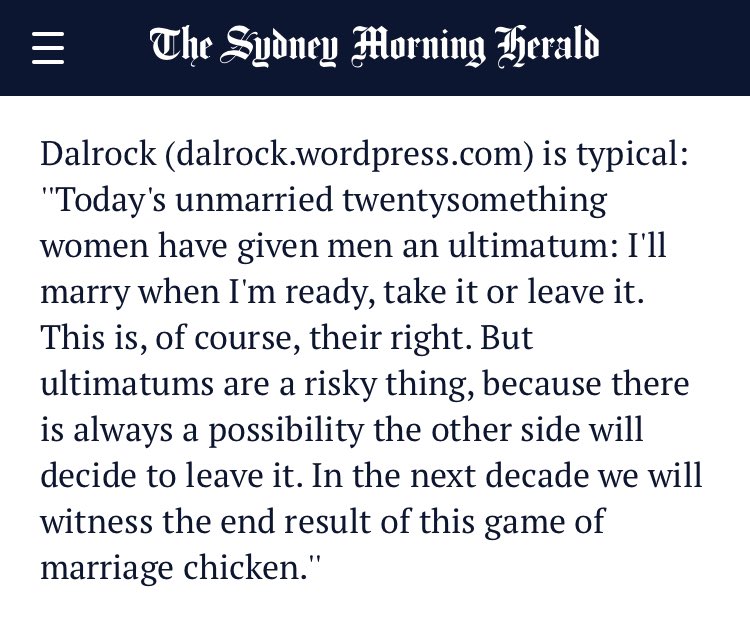 Dalrock called this “the weakened signal” — less signal received by boys they should bother ...