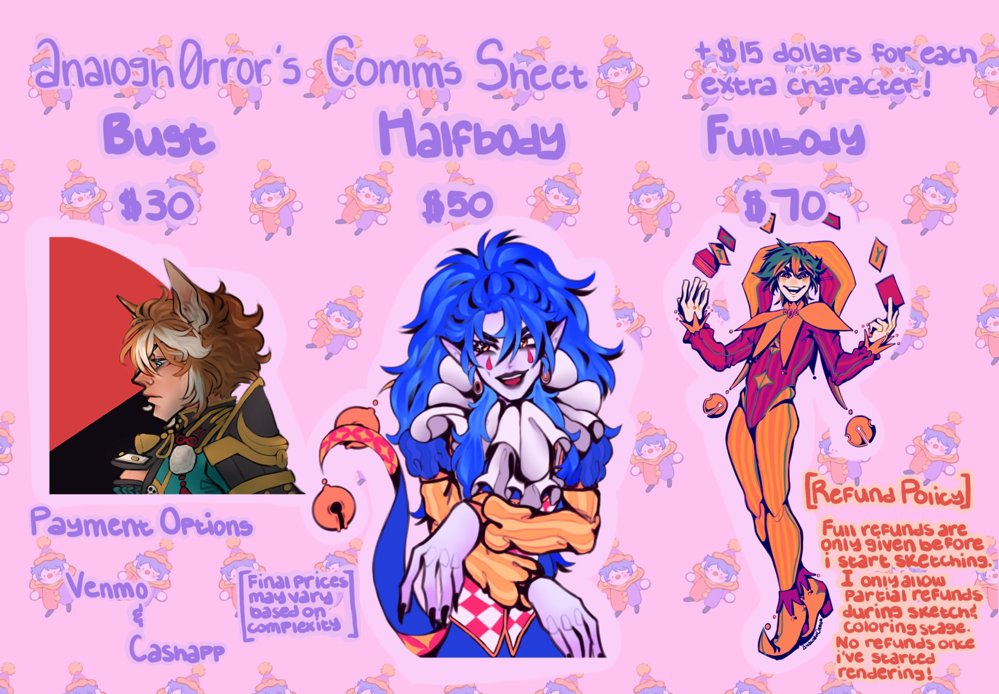 Jack COMMISSIONS OPEN on Twitter: "I redid my commission information sheet with updated payment ...