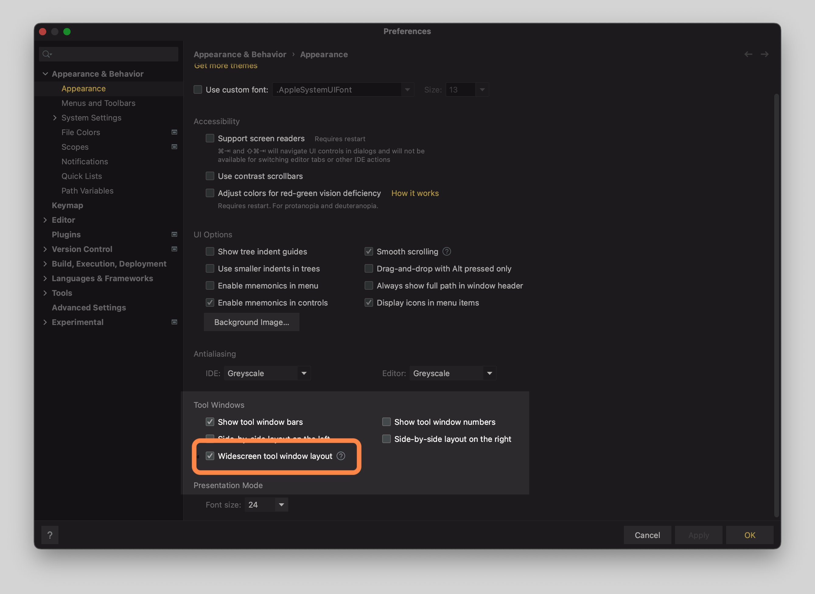 Chris Banes on Twitter: "TIL that IntelliJ/Android Studio has a widescreen monitor setting. ↔ It ...