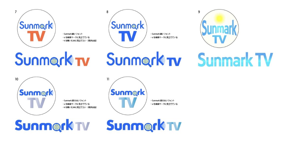 曇り、のち、サンマーク。 on Twitter: "YouTubeチャンネル「Sunmark TV」のロゴ案。デザイナーさんが社名の英文字を見てたら「丸み」のあるアルファベットが続くことに ...