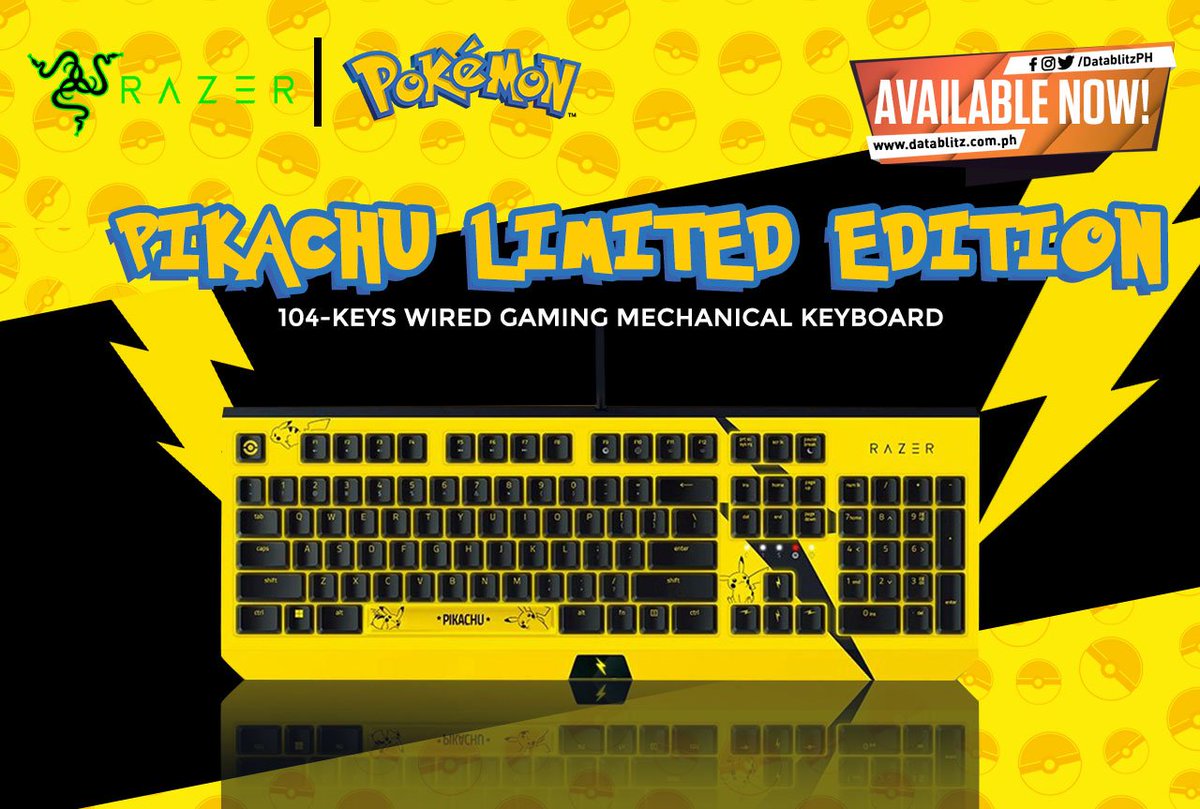 DataBlitz on Twitter: "CUTENESS OVERLOAD! Razer X Pokemon Pikachu Limited Ed. 104-Keys Wired ...