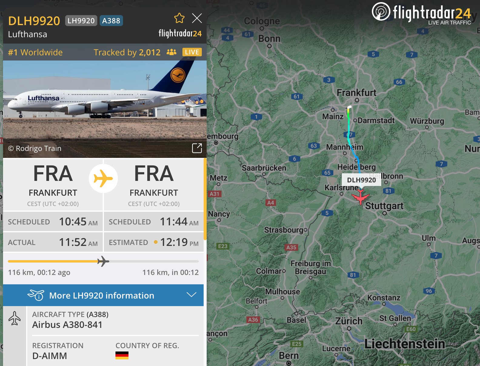 Flightradar24 on Twitter: "Airbus A380 D-AIMM is back in the air for @lufthansa crew training ...
