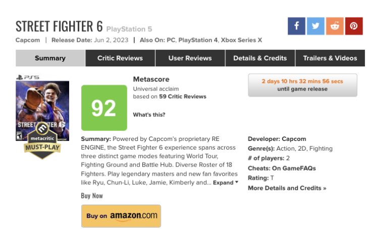 Silver | Ragnarök is here on Twitter: "حصلت لعبة Street Fighter 6 على متوسط تقييمات 92 من 59 ...