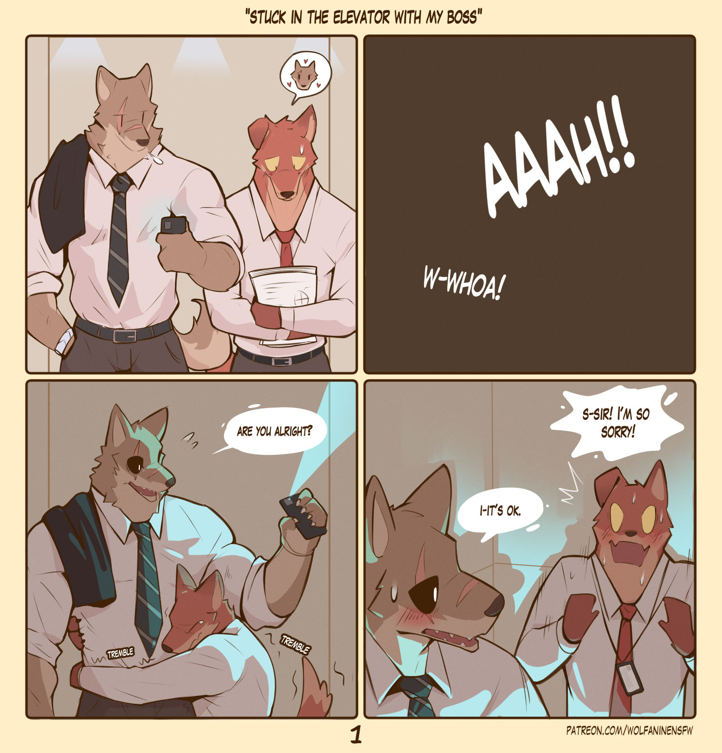 Wolfanine🔞Art on Twitter: "Stuck in the elevator with my boss🐺 https://t.co/dqqGEDk8h8" / Twitter
