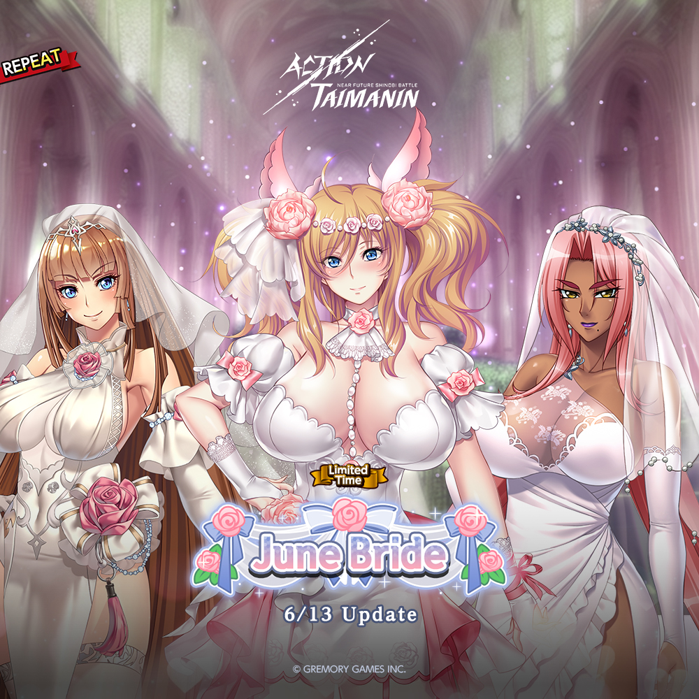 Action Taimanin on Twitter: "On June 13th Asuka, Kirara, and Ingrid's costume 'June Bride' will ...