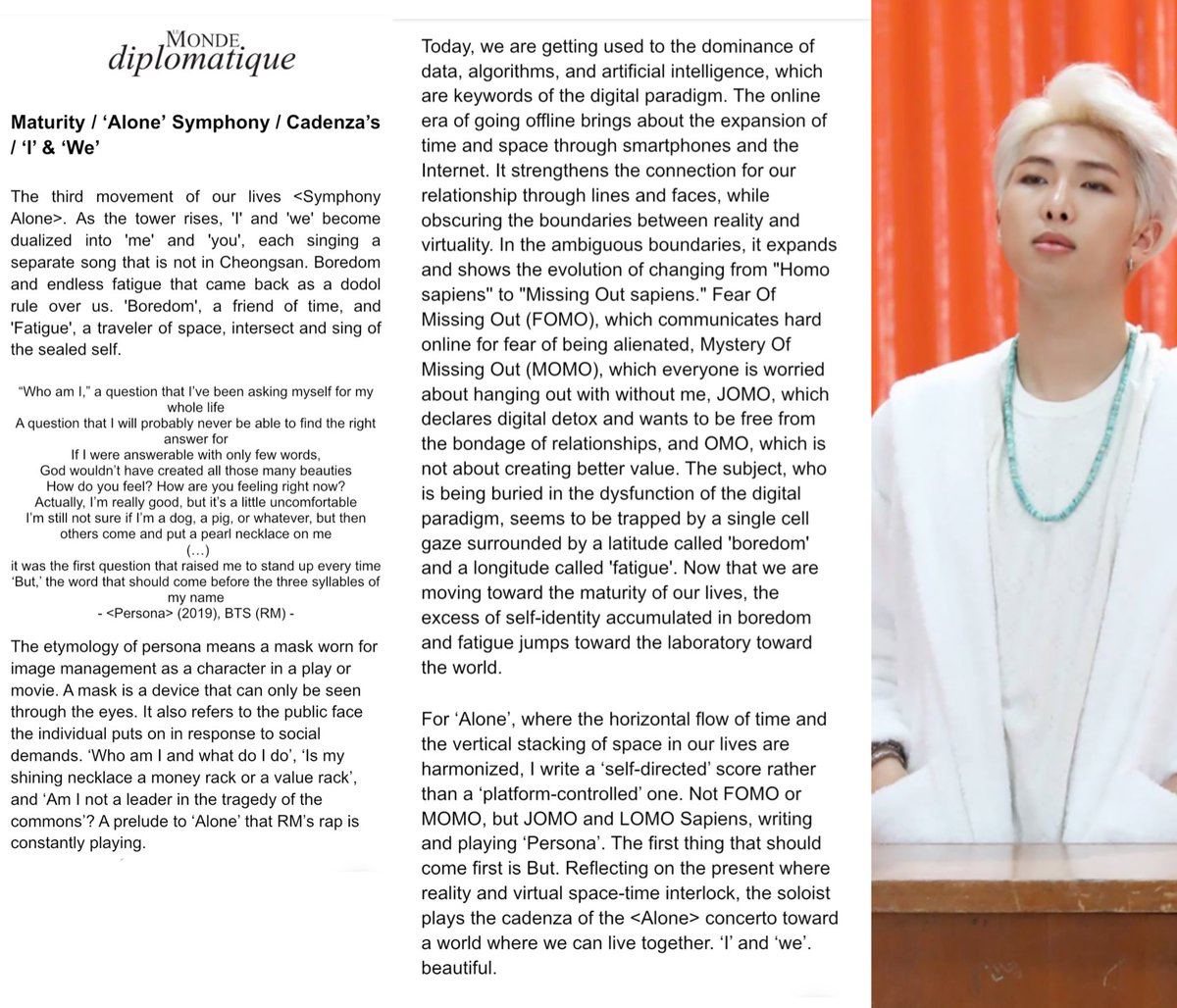 Kim Namjoon Source on Twitter: "#RM’s lyrics ‘Intro:Persona’ was ...
