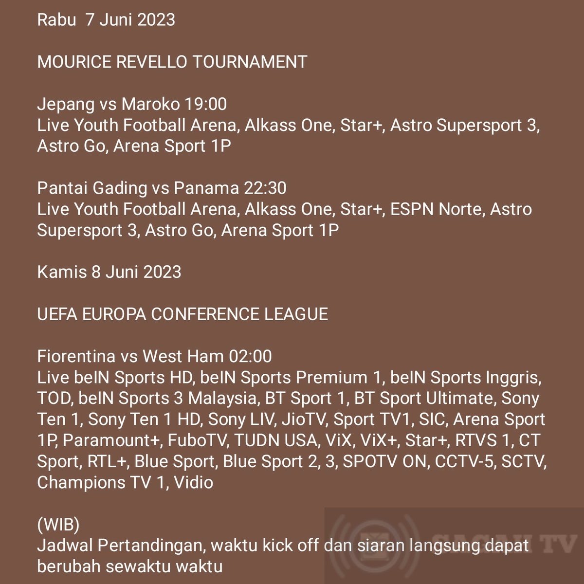 sagahtvlive on Twitter: "#Jadwal Siaran Langsung :Mourice Revello Tournament :UEFA Europa ...