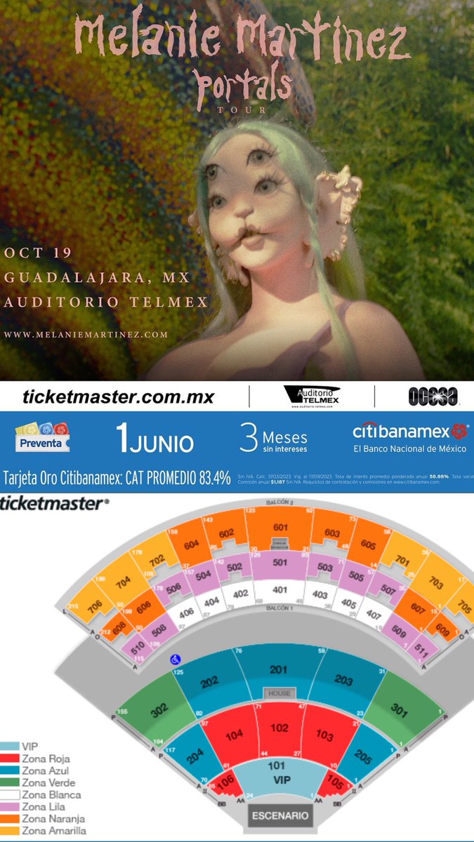 皿 on Twitter: "Precios Melanie Martinez Guadalajara V.I.P $2,256 Zona Roja $1,776 Zona Azul $1 ...