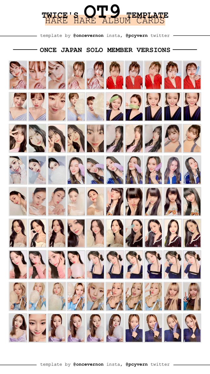 bella on Twitter: "twice ot9 photocard template for the once japan solo member cover versions of ...